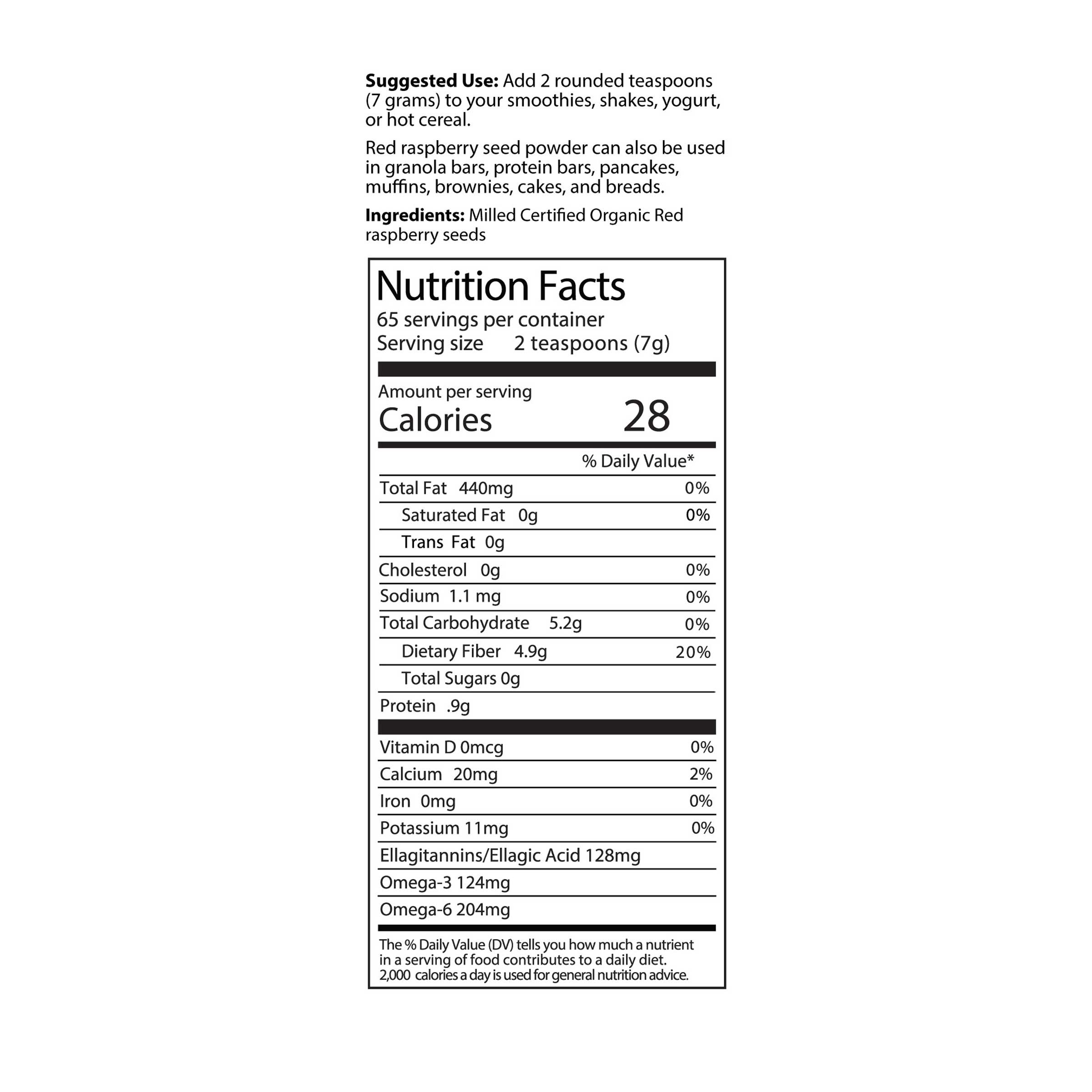 Certified Organic Red Raspberry Seed Powder